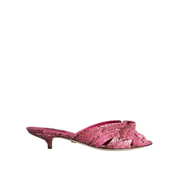 Dolce & Gabbana | Shoes | Dolce Gabbana Pink Python Leather Kitten Heels Slides Womens Shoes ...